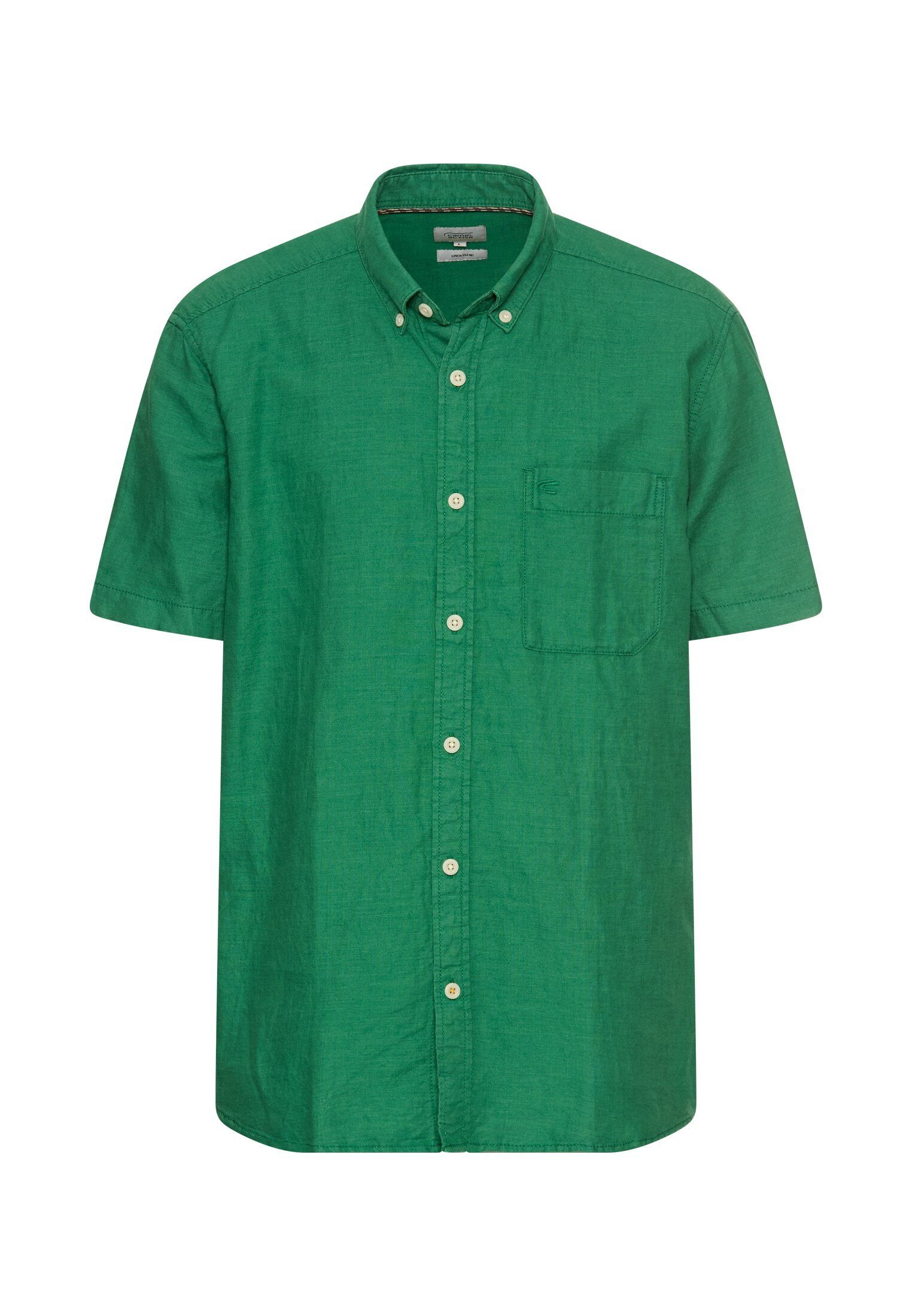 camel active Kurzarmhemd aus Leinen-Baumwoll-Mix Kurzarm Button-Down