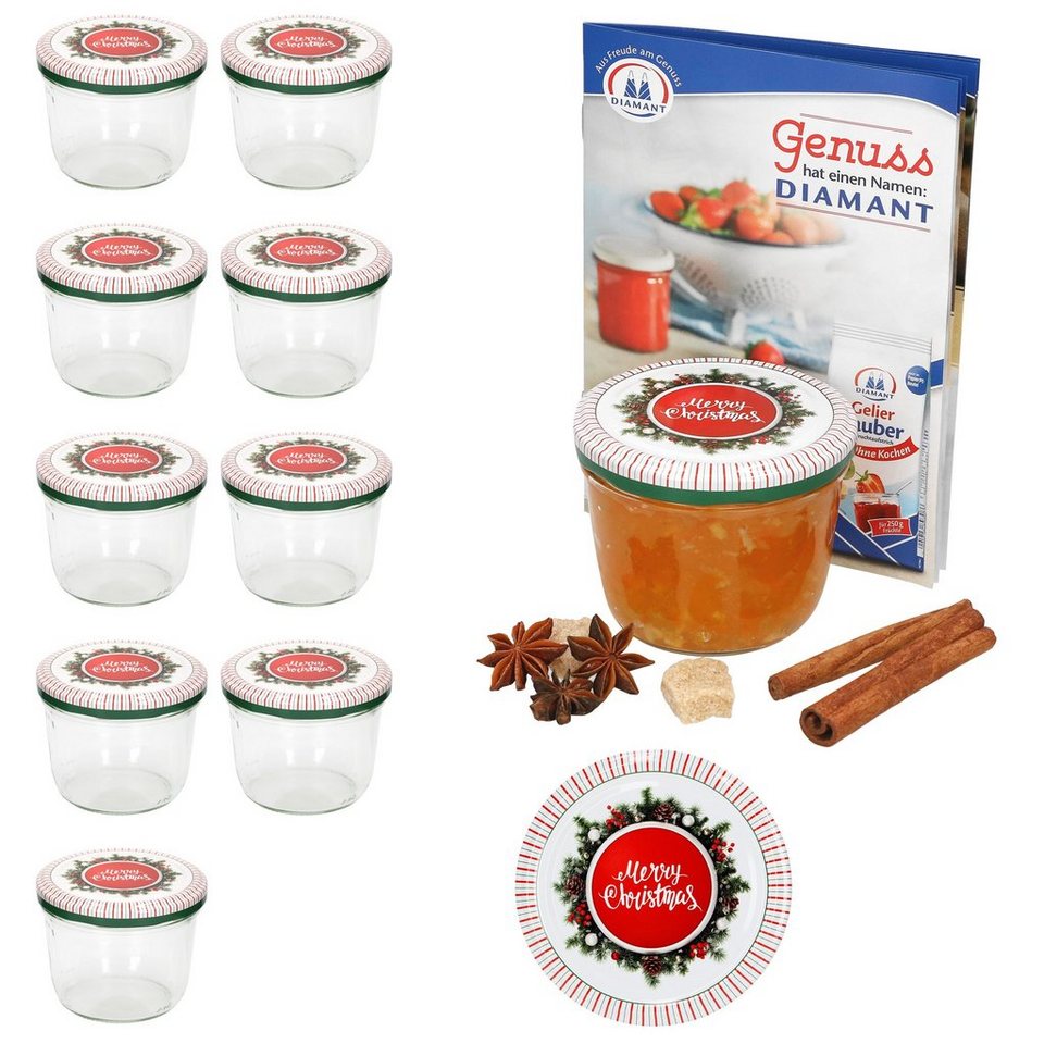 Mambocat Einmachglas 10er Set Sturzglas 230 Ml To 82 Merry Christmas