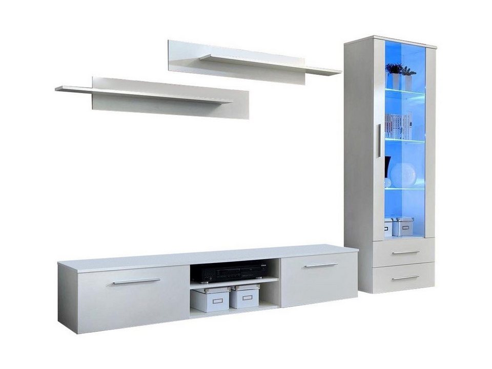 Xlmoebel Wohnzimmer Set Weiße Wohnwand Fernsehschrank Vitrine Tv Regal