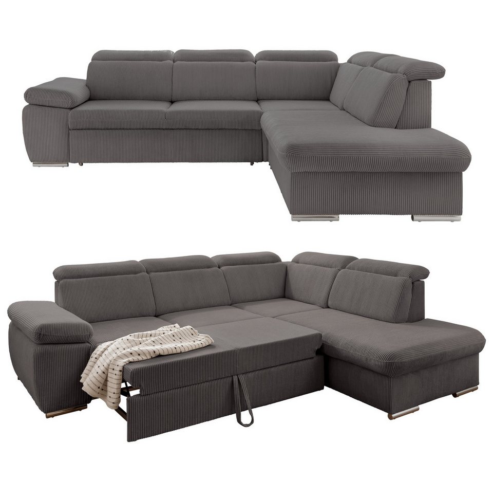 Luma Home Ecksofa 17217 Mit Bettfunktion Und Bettkasten 283x228 Cm