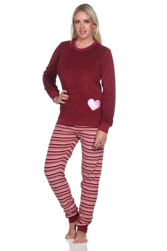 Normann Pyjama Wunderschöner Damen Frottee Schlafanzug Mit Bündchen Und