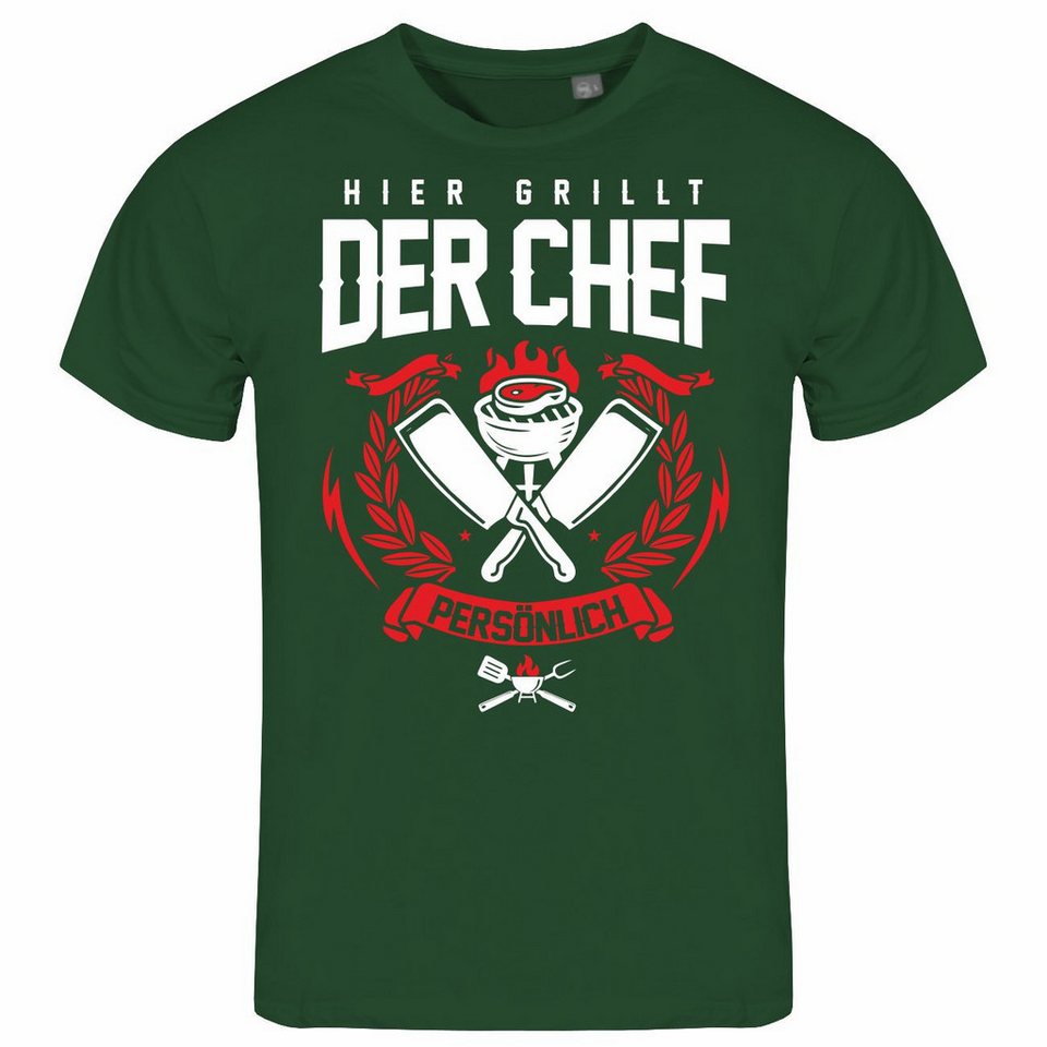deinshirt Print-Shirt Herren T-Shirt Hier grillt der Chef noch ... deinshirt Print-Shirt Herren T-Shirt Hier grillt der Chef noch ...