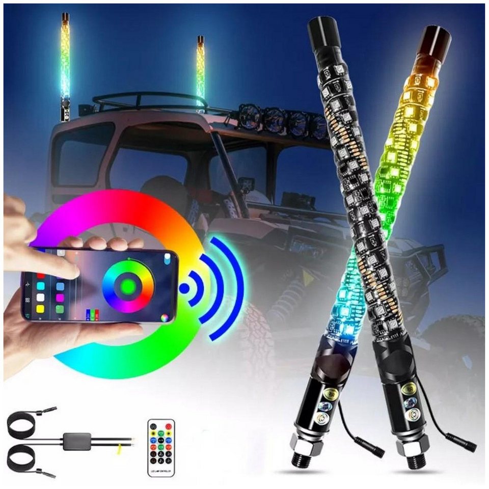 Qubebu Led Dekolicht 2 Stück Led Whip Lights Für Offroad Atv Utv Trucks