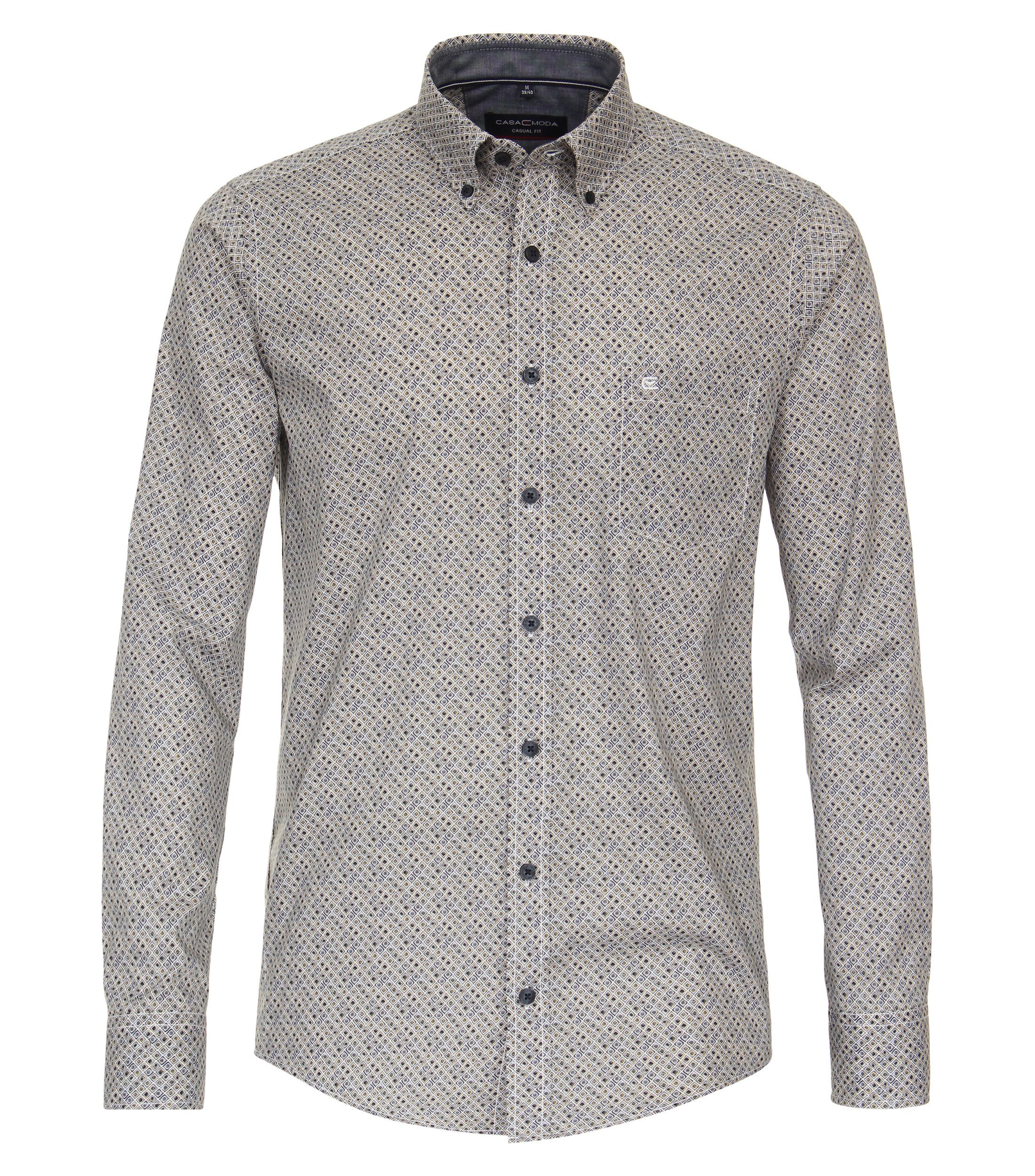 Casamoda Langarmhemd Casamoda Freizeithemd Print Button Down Kragen