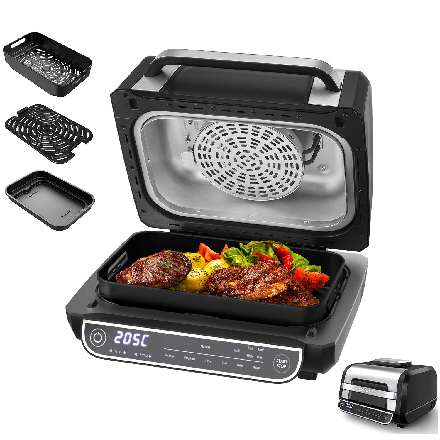 Oyajia Heißluftfritteuse Grill And Airfryer 8l Heißluftfritteuse Air