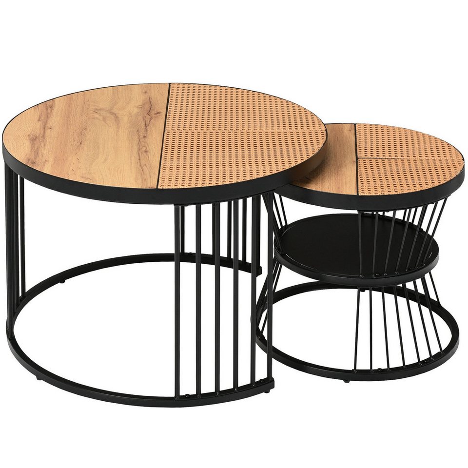 Gotagee Couchtisch Esstisch Rund 2er Set Beistelltisch Satztische