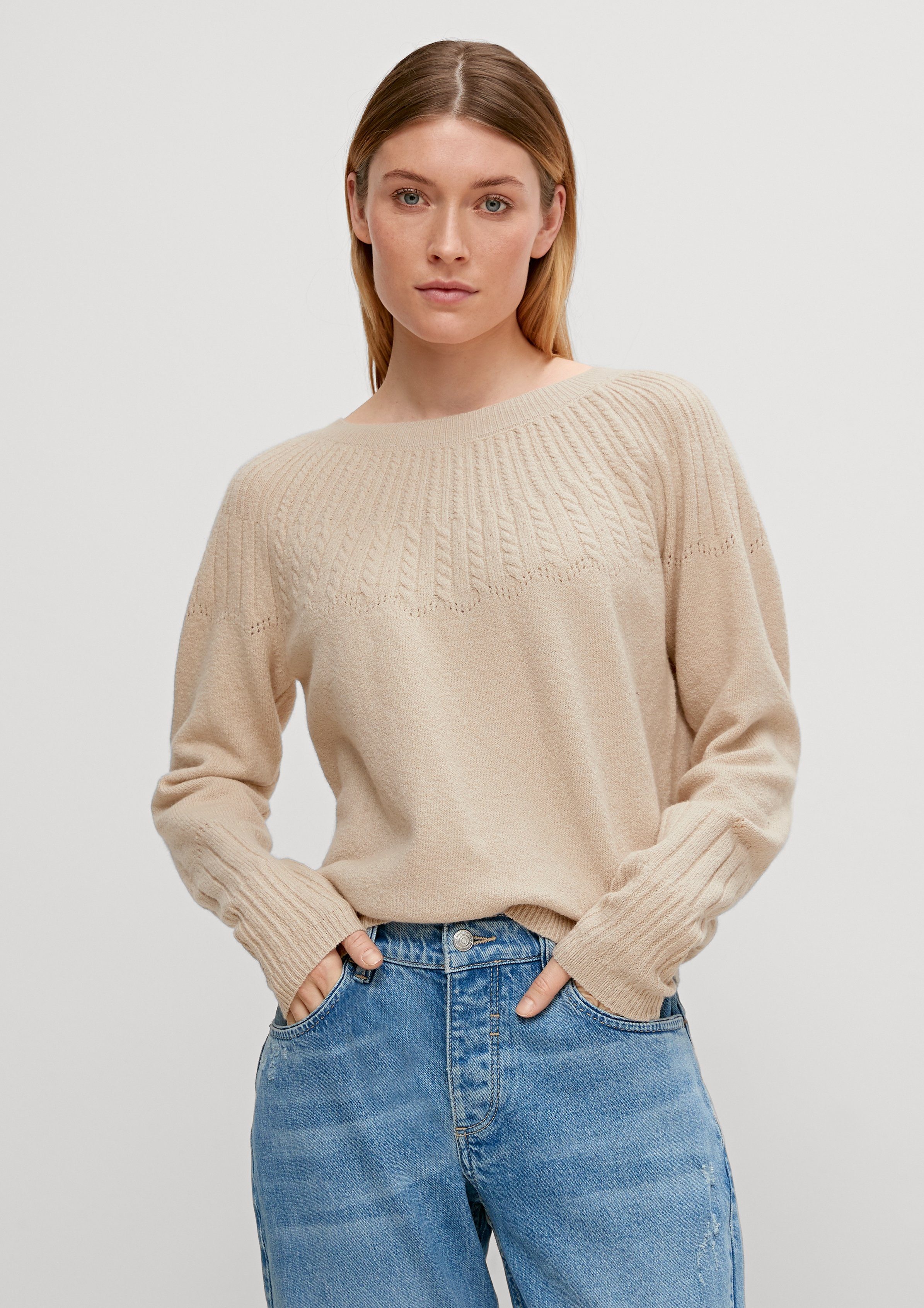 Comma Casual Identity Langarmshirt Pullover Mit Strickmuster 1 Tlg