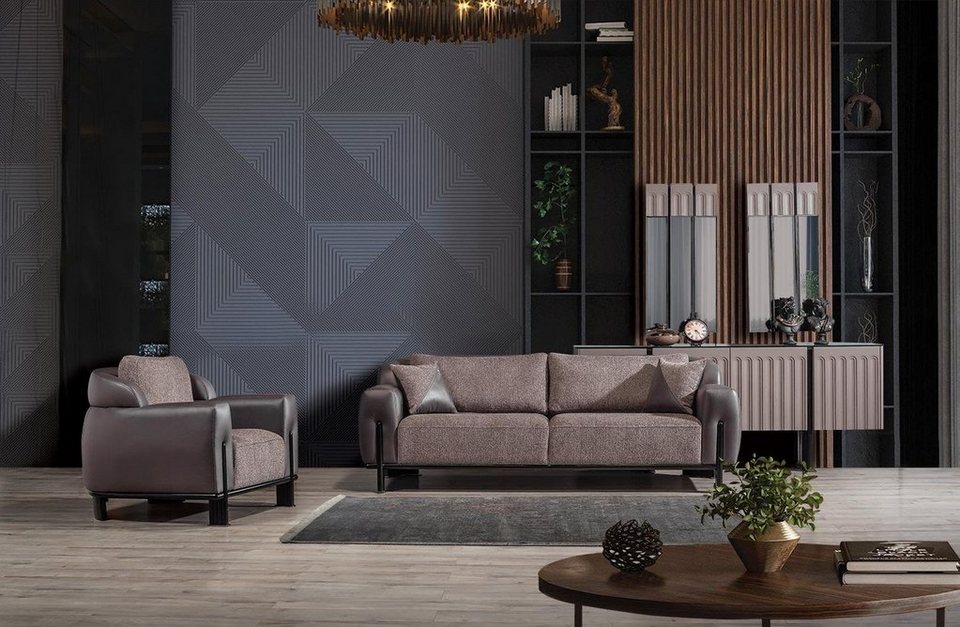 Jvmoebel Wohnzimmer Set Braunes Wohnzimmer Set Designer Textil