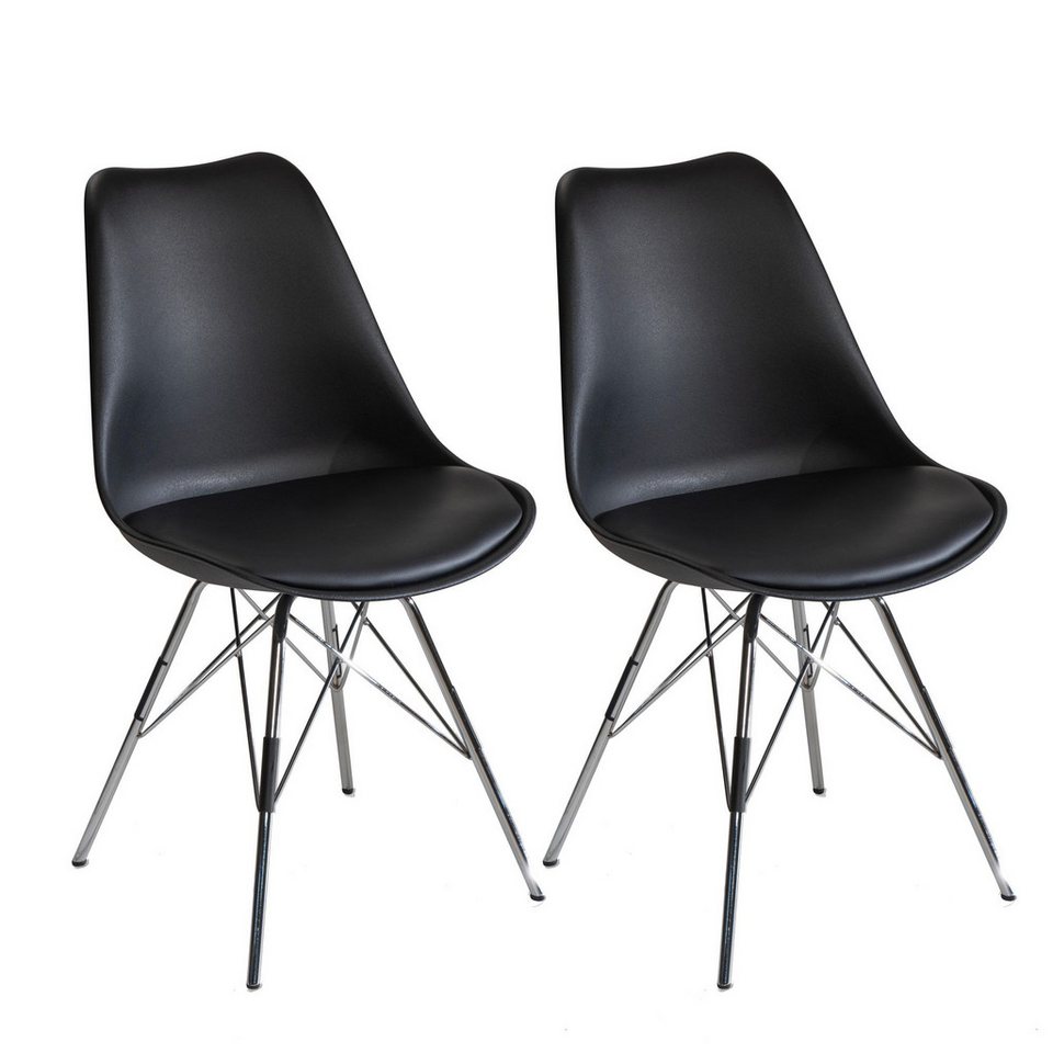 Wohnling Esszimmerstuhl Wl6992 2er Set Kunststoff Schwarz Küchenstuhl