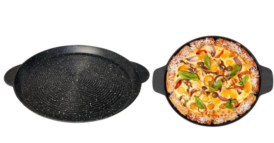 Cheffinger Grillpfanne Grillpfanne Pizzapfanne ø36cm Pizzablech Alu