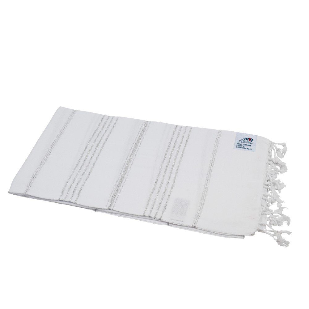 my Hamam Hamamtuch Hamamtuch Sultan weiß mit glitzer Silberstreifen, Baumwolle (1-St ...