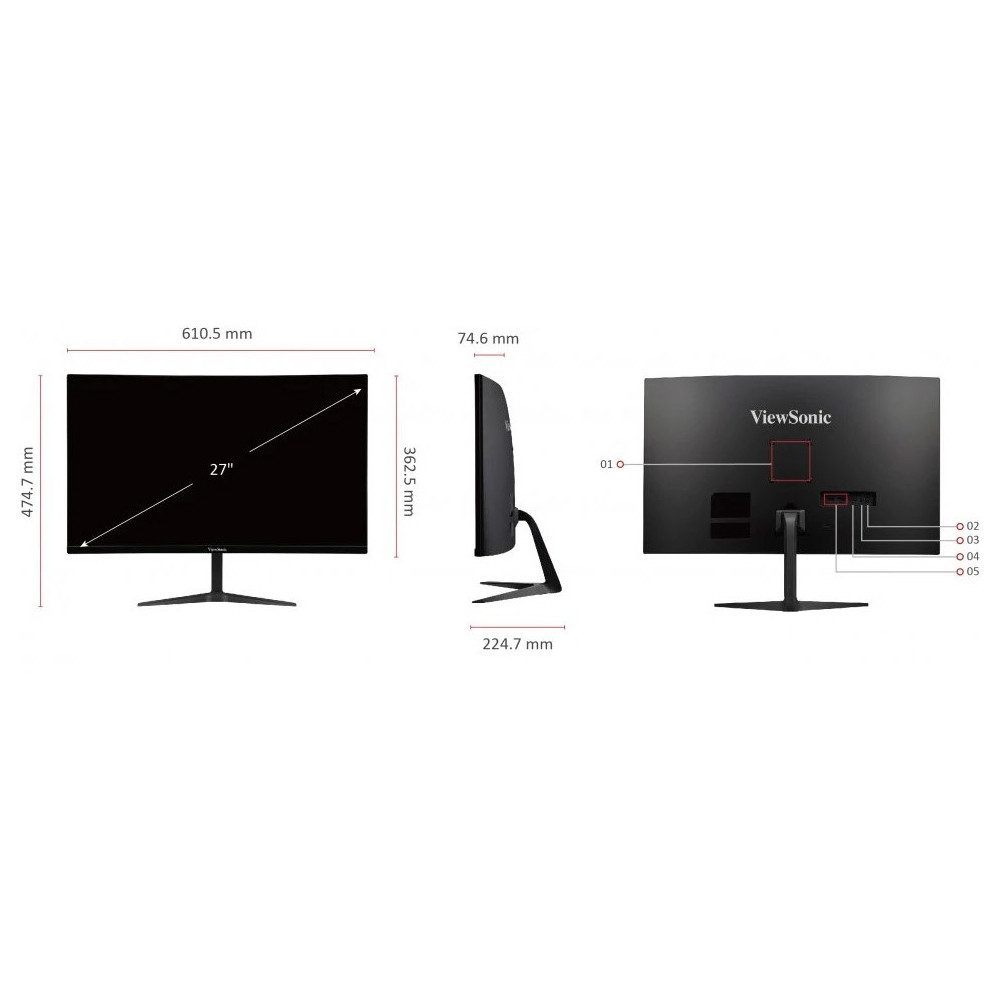 Viewsonic ViewSonic VX2718-PC-MHD 27" Curved Gaming Monitor Curved ...