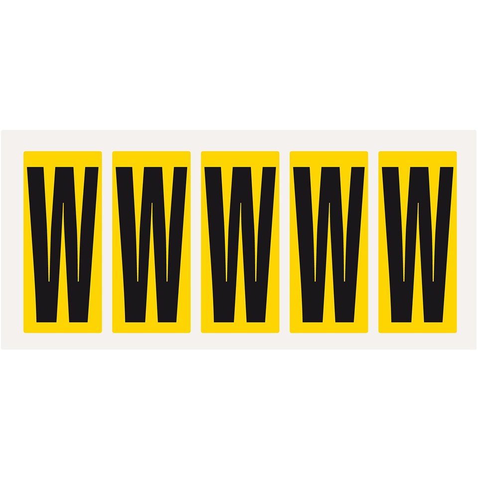 König Werbeanlagen Hinweisschild Buchstabe W, gelb/schw, Folie, Schrifthöhe 75mm, 100 Stück/Pack