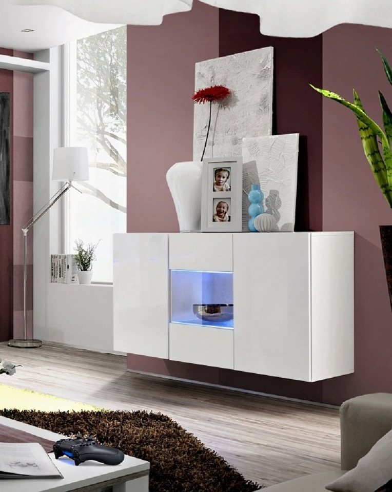 Asm Moebel Kommode Kommode Fly Mit Hochglanzfronten Push Click Und Led