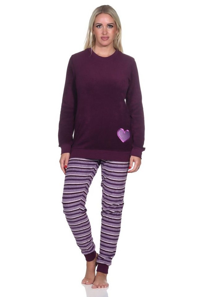 Normann Pyjama Wunderschöner Damen Frottee Schlafanzug Mit Bündchen Und