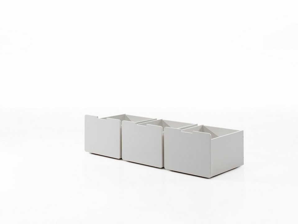 Möbelando Bettschubkasten Pino Aus Mdf In Weiß Mit 3 Schubladen