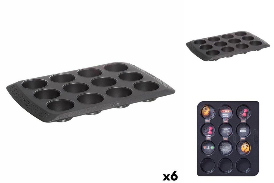Pyrex Backform Törtchenform Pyrex Magic Schwarz 31 X 26 X 4 Cm 6 Stück