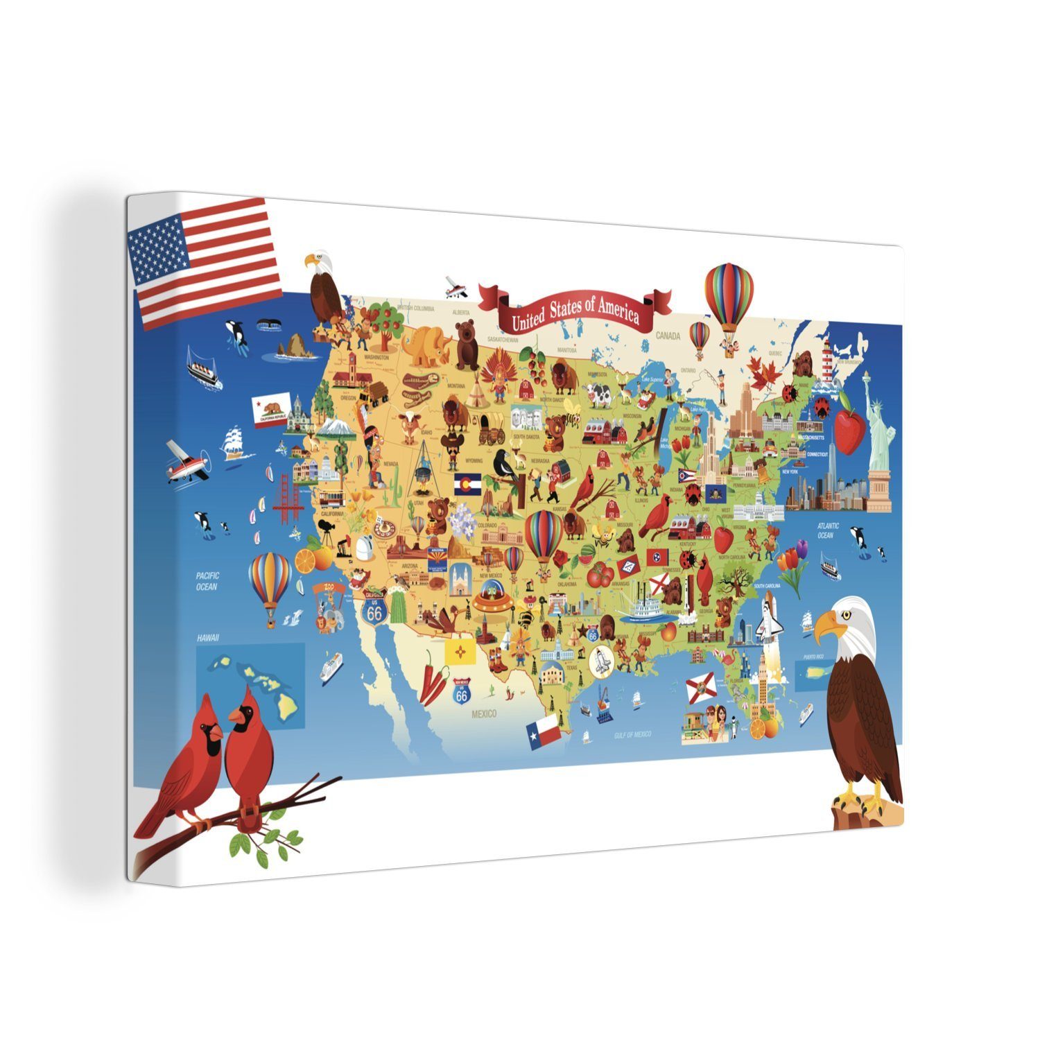 Onemillioncanvasses® Leinwandbild Eine Illustration Einer Cartoon Karte