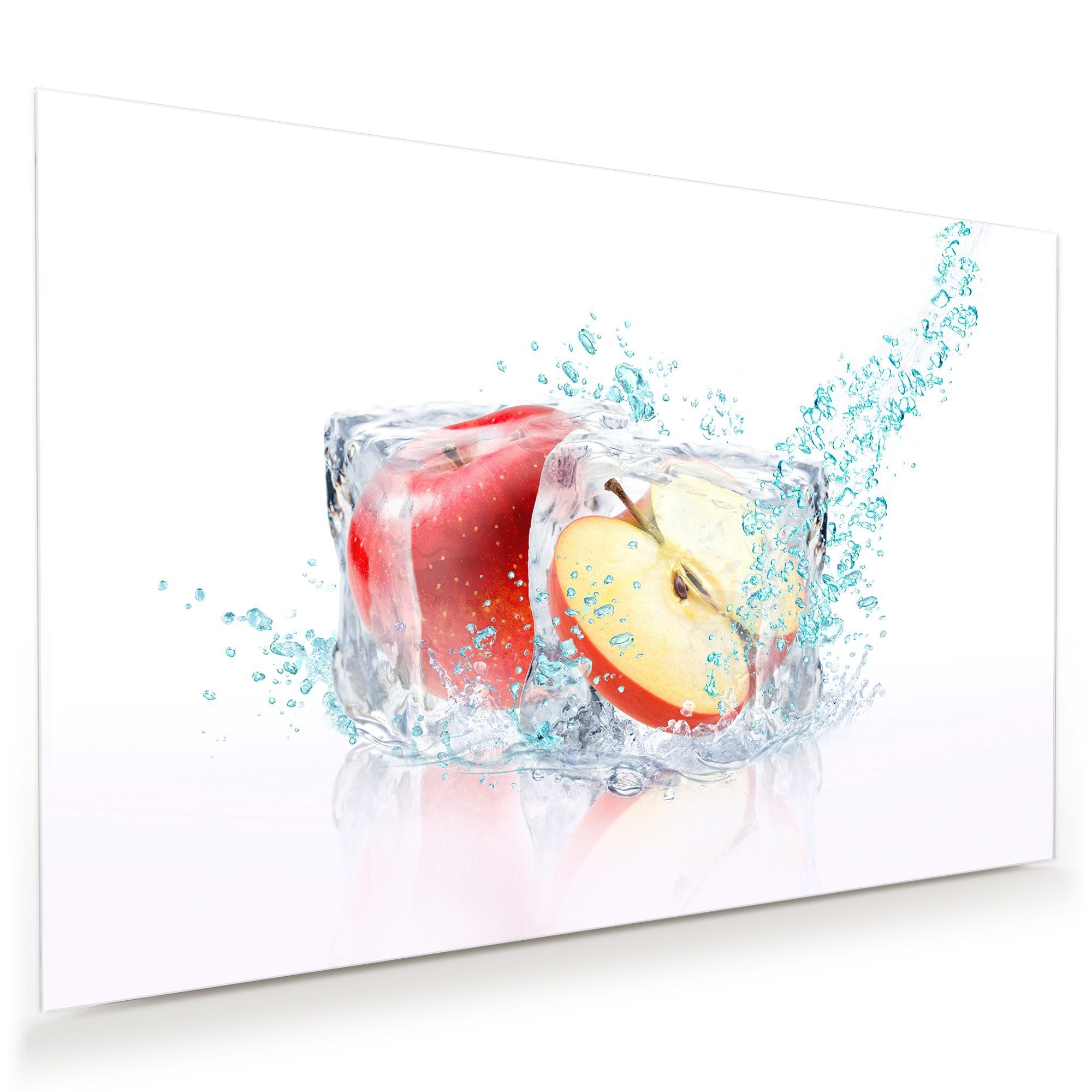 Primedeco Glasbild Wandbild Apfel In Eiswürfelsplash Mit Aufhängung