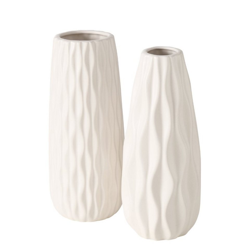 Boltze Gruppe Gmbh Tischvase Boltze 2er Set Vase Luana Weiss
