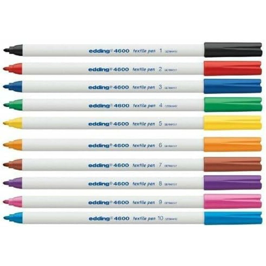 edding Textilmarker Textilstifte Set Brilliant Colours 4600, 10er-Set