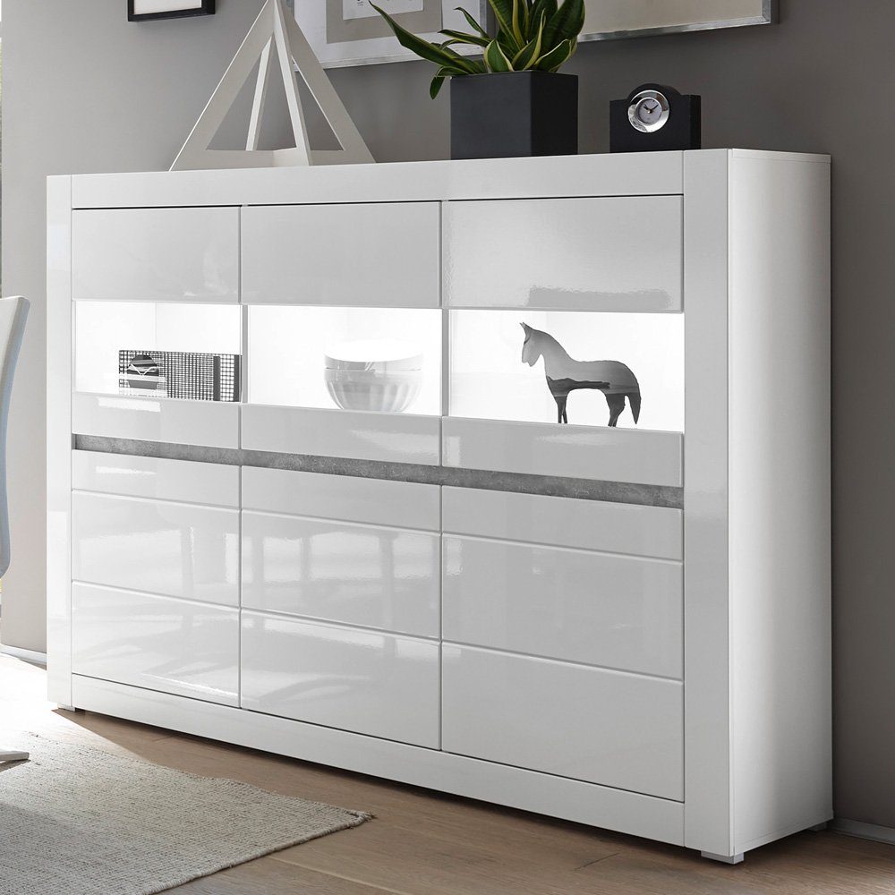 Verwunderlich Buffetschrank Weiss Hochglanz Fotos
