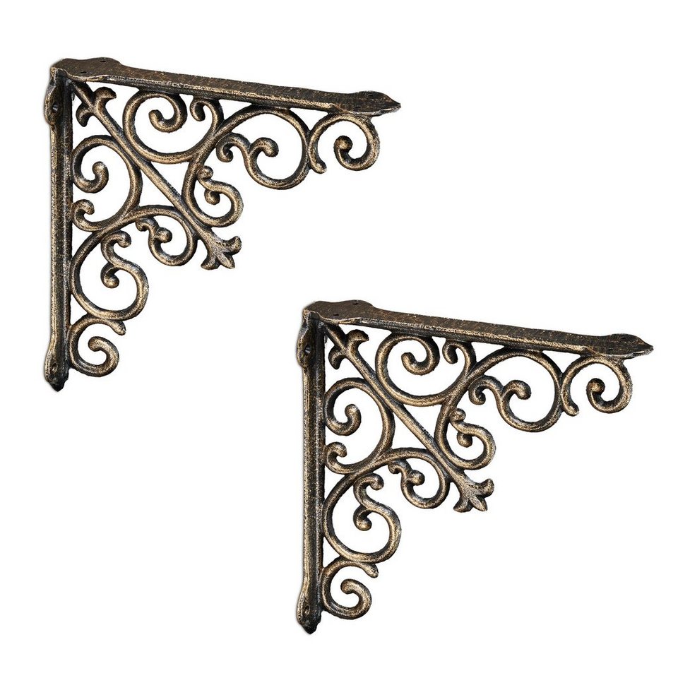 Relaxdays Wandregalhalter 2er Set Regalwinkel Antik Bronze