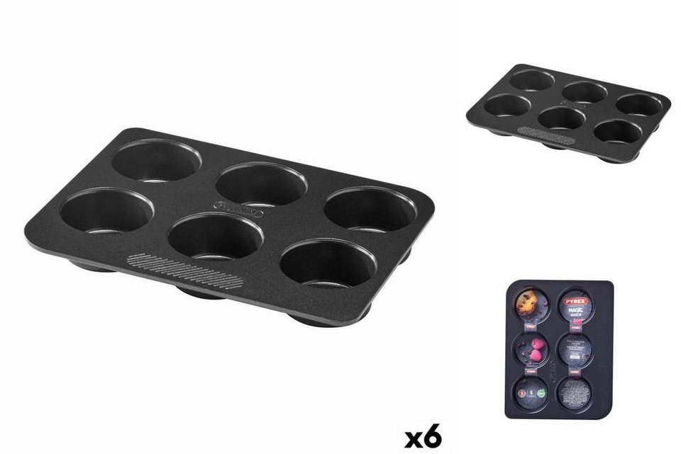 Pyrex Backform Törtchenform Pyrex Magic Schwarz 24 X 18 X 3 Cm 6 Stück