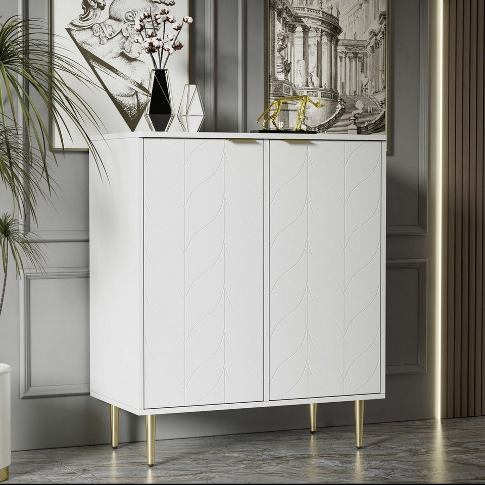Odikalo Anrichte Sideboard Kommode Flurschrank 3 Einlegeböden 2 Türen 6
