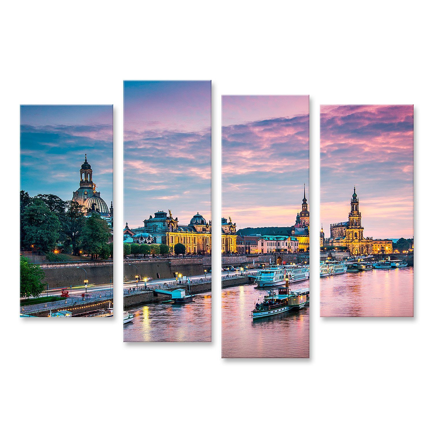 islandburner Leinwandbild »Bild auf Leinwand Dresden Deutschland Über Der Elbe Wandbild Leinwand«