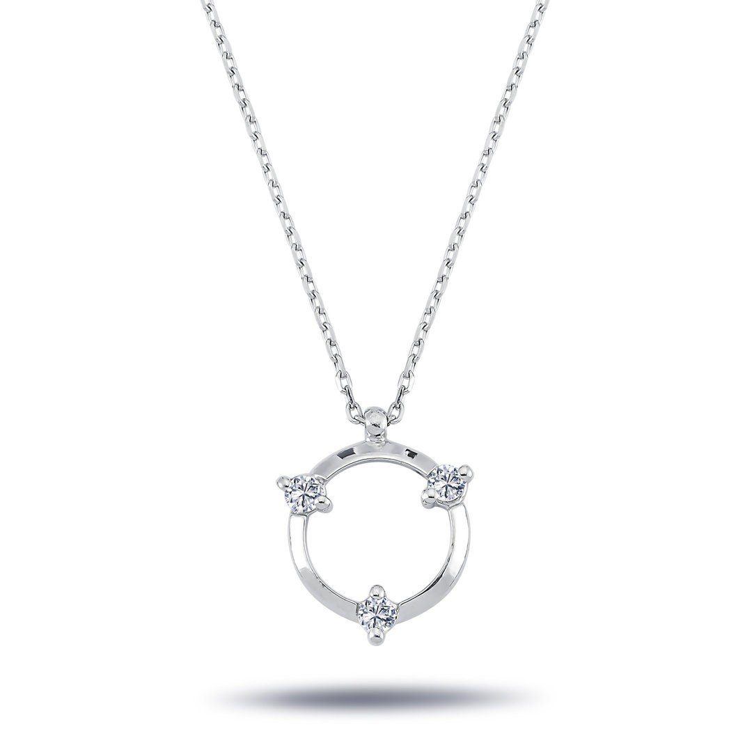 EinStein Diamant Goldkette Diamant Halskette mit 0,16 Carat Tria-Anhänger in 14 Karat Weißgold ...