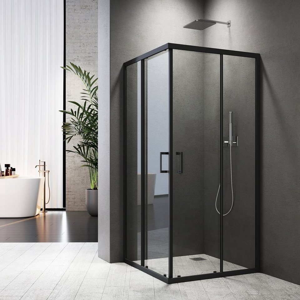 Boromal Eckdusche Duschkabine Duschabtrennung 75x75 75x90 H185cm