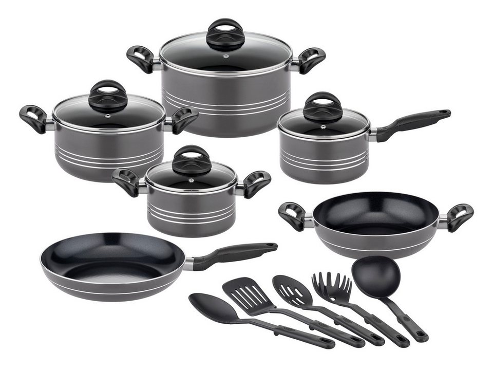 Gsw Topf Set Milano Nero Aluminium Set 15 Tlg Je 1 Kochtopf 1620