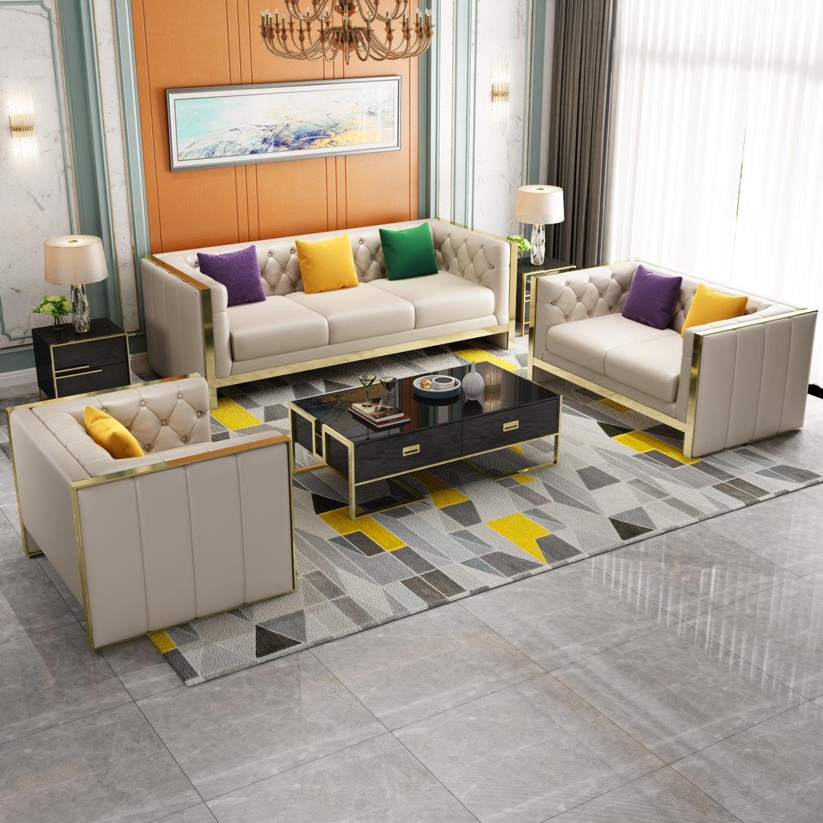JVmoebel Sofa Sofagarnitur 3+2+1 Sitzer Set Design Sofa Polster Couchen ...