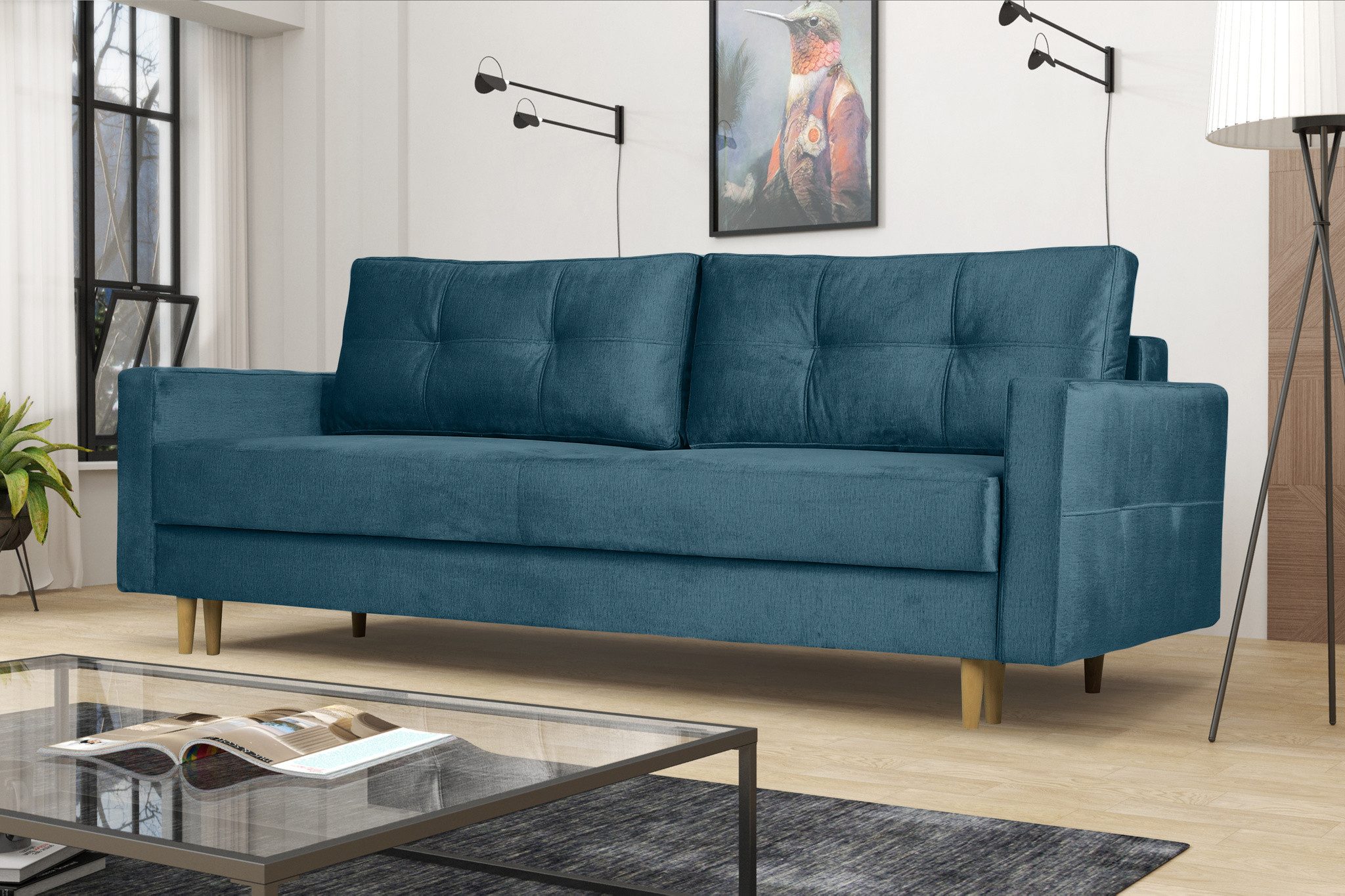 Kaiser Möbel Sofa Modernes Sofa Floro - 3-Sitzer mit Schlaffunktion, Couch