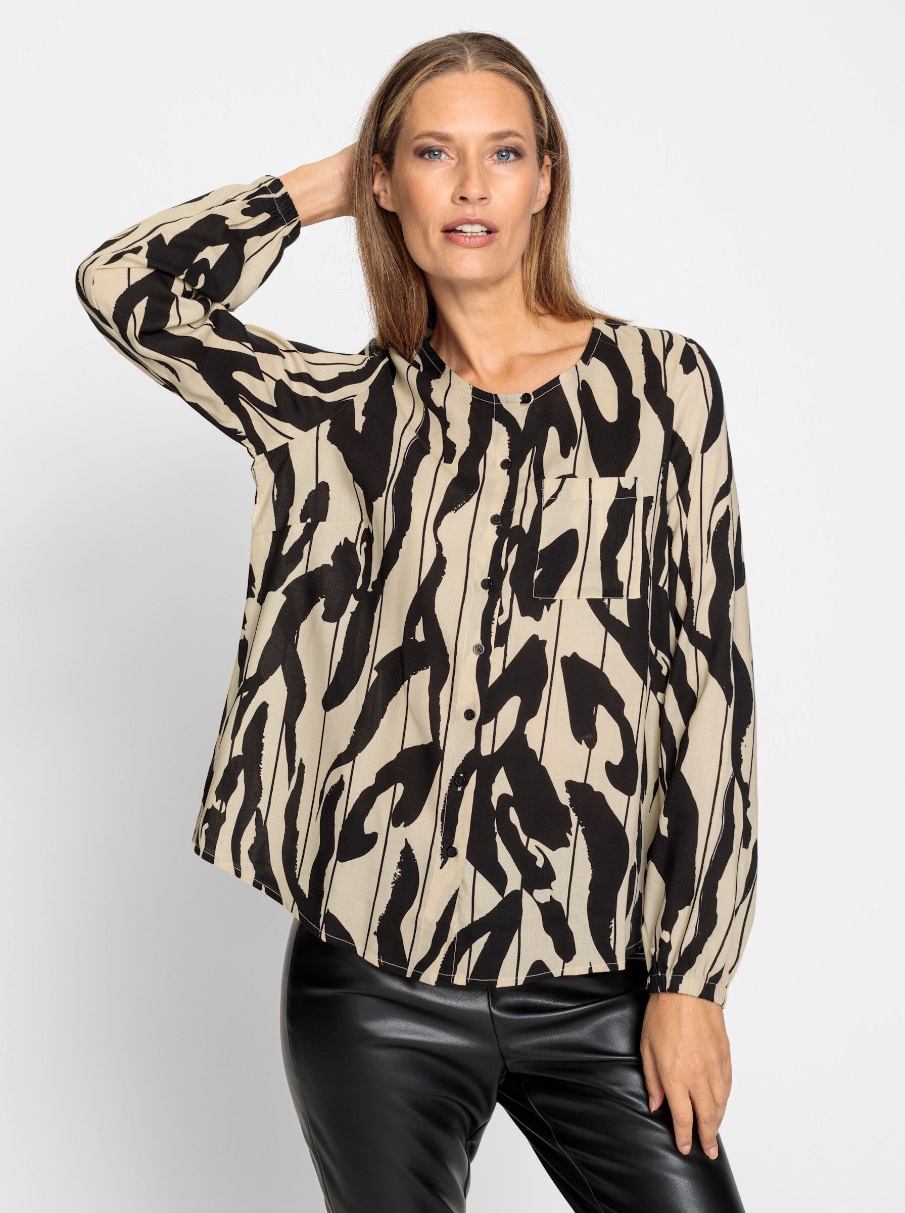 Heine Klassische Bluse Druckbluse Sommerliche Trageangenehme Qualität