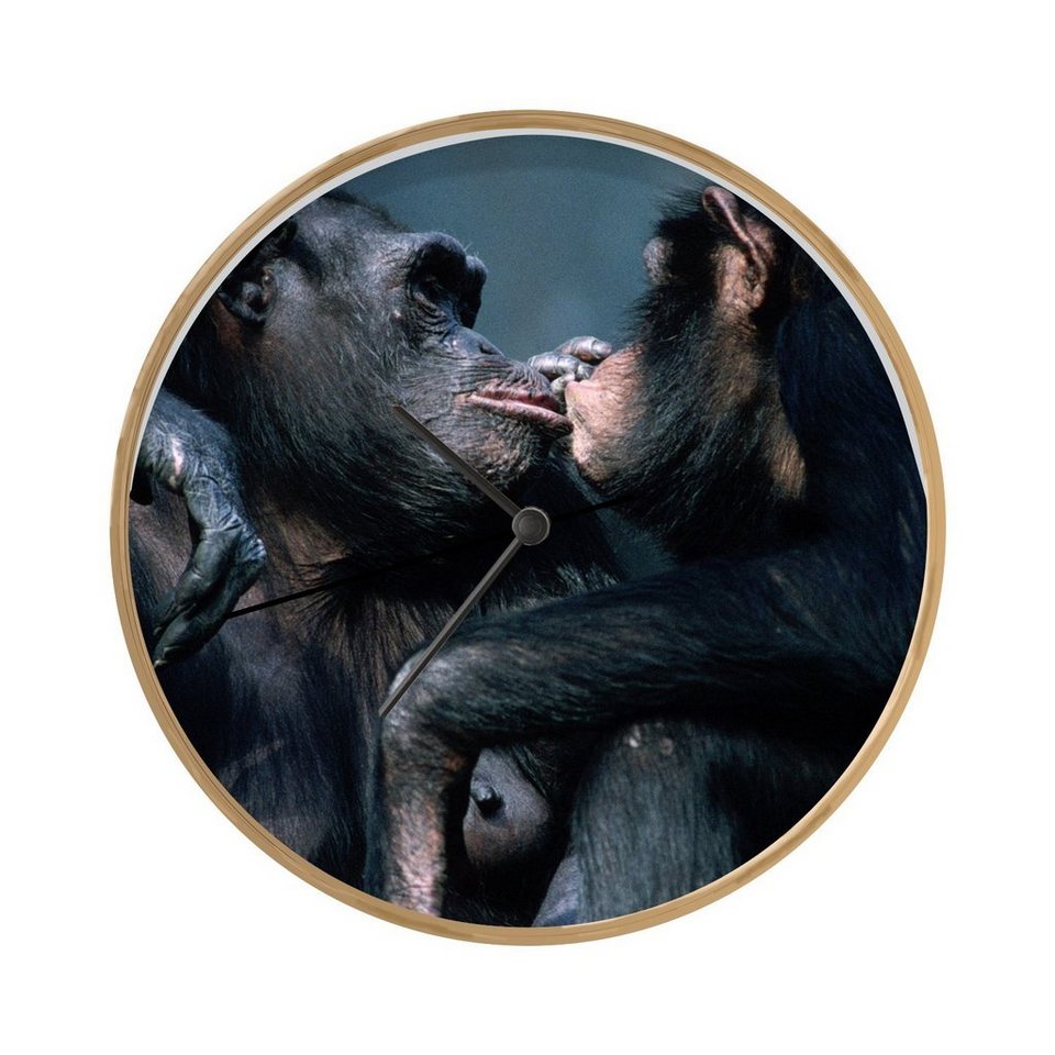 Muchowow Wanduhr Schimpanse Tiere Liebe Uhrwerk Wohnzimmer