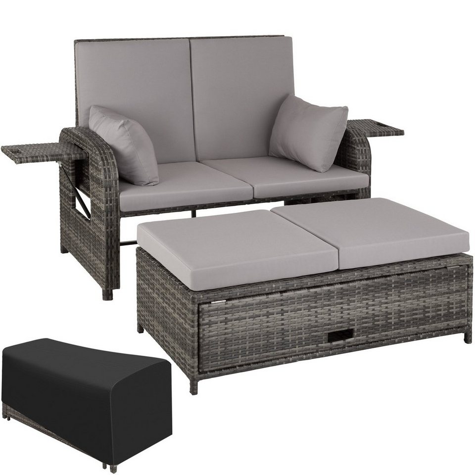 Tectake Loungeset Rattan Sofa Set 2 Tlg Mit Aluminiumgestell