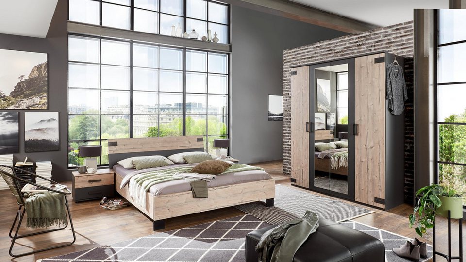 Wimex Kleiderschrank In Graphit Mit Absetzungen In Silver Fir
