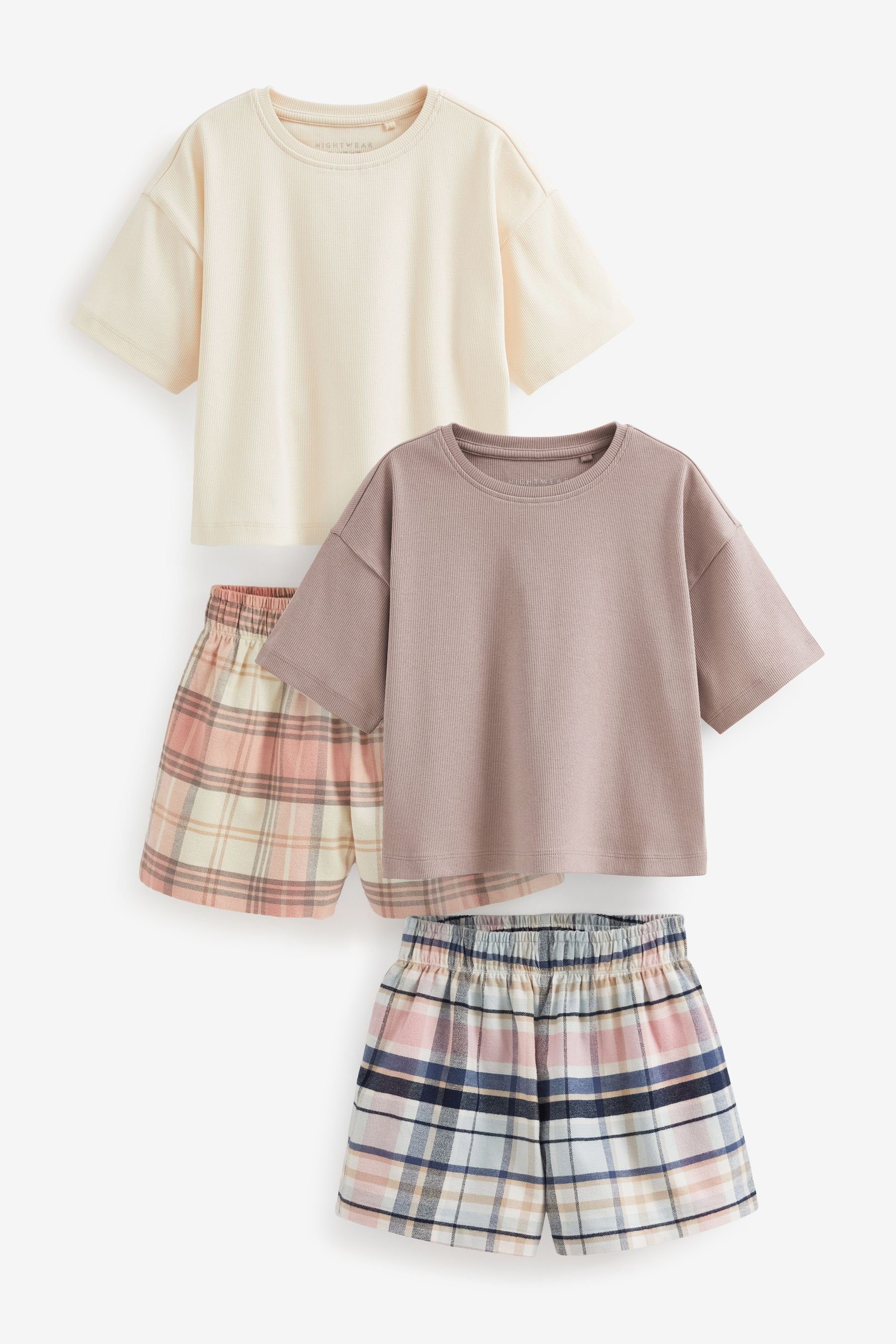 Next Pyjama Kurze Schlafanzüge Aus Webmaterial 2er Pack 4 Tlg