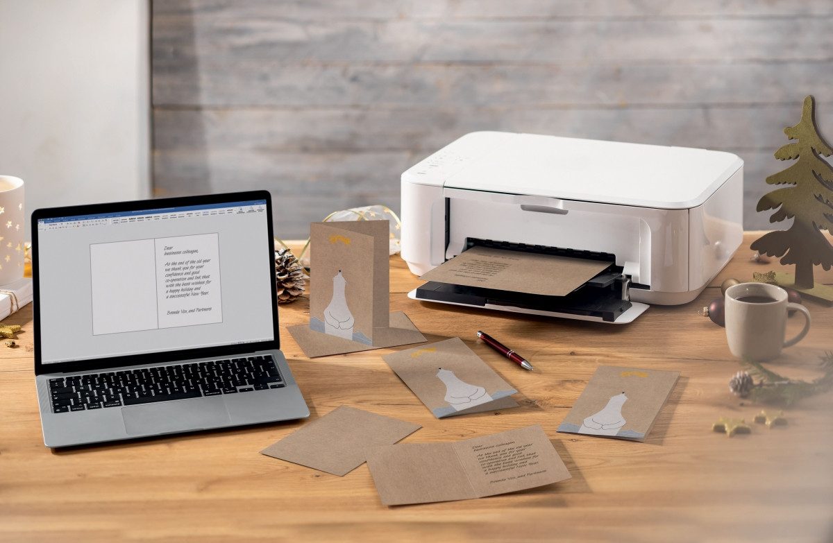 Sigel Designpapier Weihnachtskarte A6 (A5) 225g 10+10 Stück Kraftk. Polar bear w. shootin