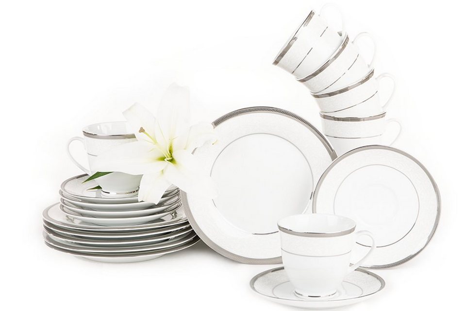 Konsimo Kaffeeservice Geos Tasse Untertasse Dessertteller Teeservice