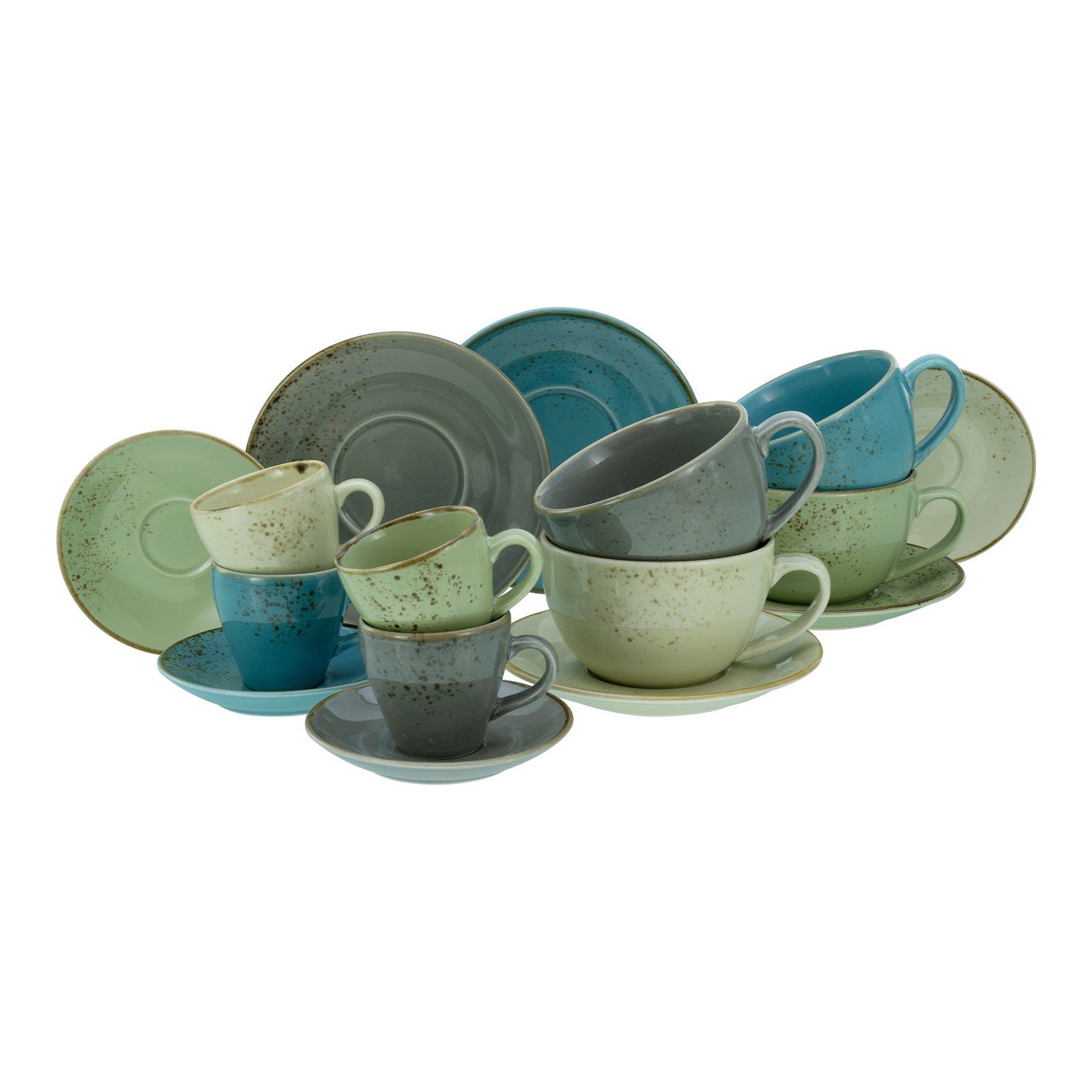 CreaTable Tasse Tassen Set NATURE COLLECTION, Steinzeug, Bistrotassen, 4 Cappuccinotassen, 4 ...