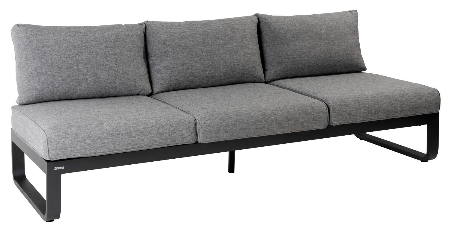 Zebra Möbel Gartenlounge Set Fly 3 Sitzer Aluminium Anthrazit Grau