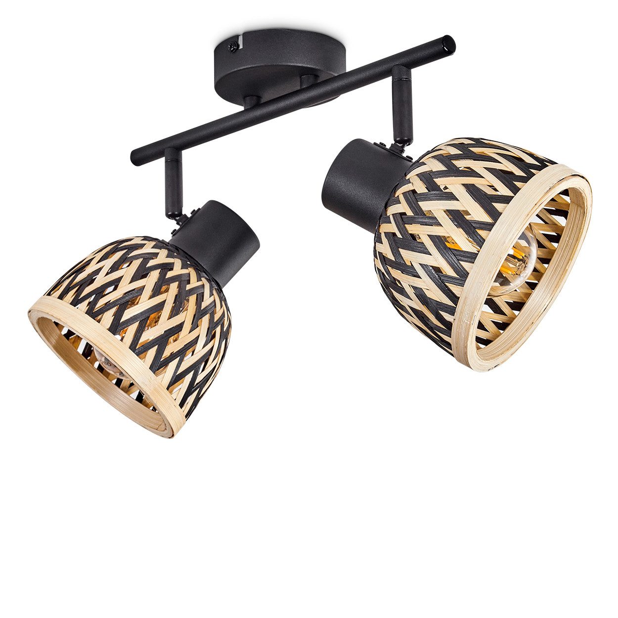 Hofstein Deckenleuchte Moderne Deckenlampe Aus Metallbambus In Schwarz