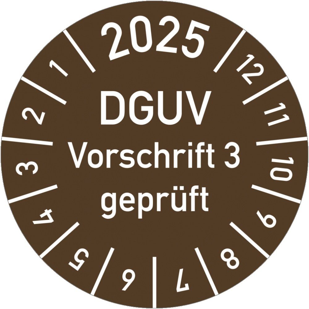 König Werbeanlagen Hinweisschild Prüfplakette 2025 DGUV Vorschrift 3 geprüft, 10 St./Bo.