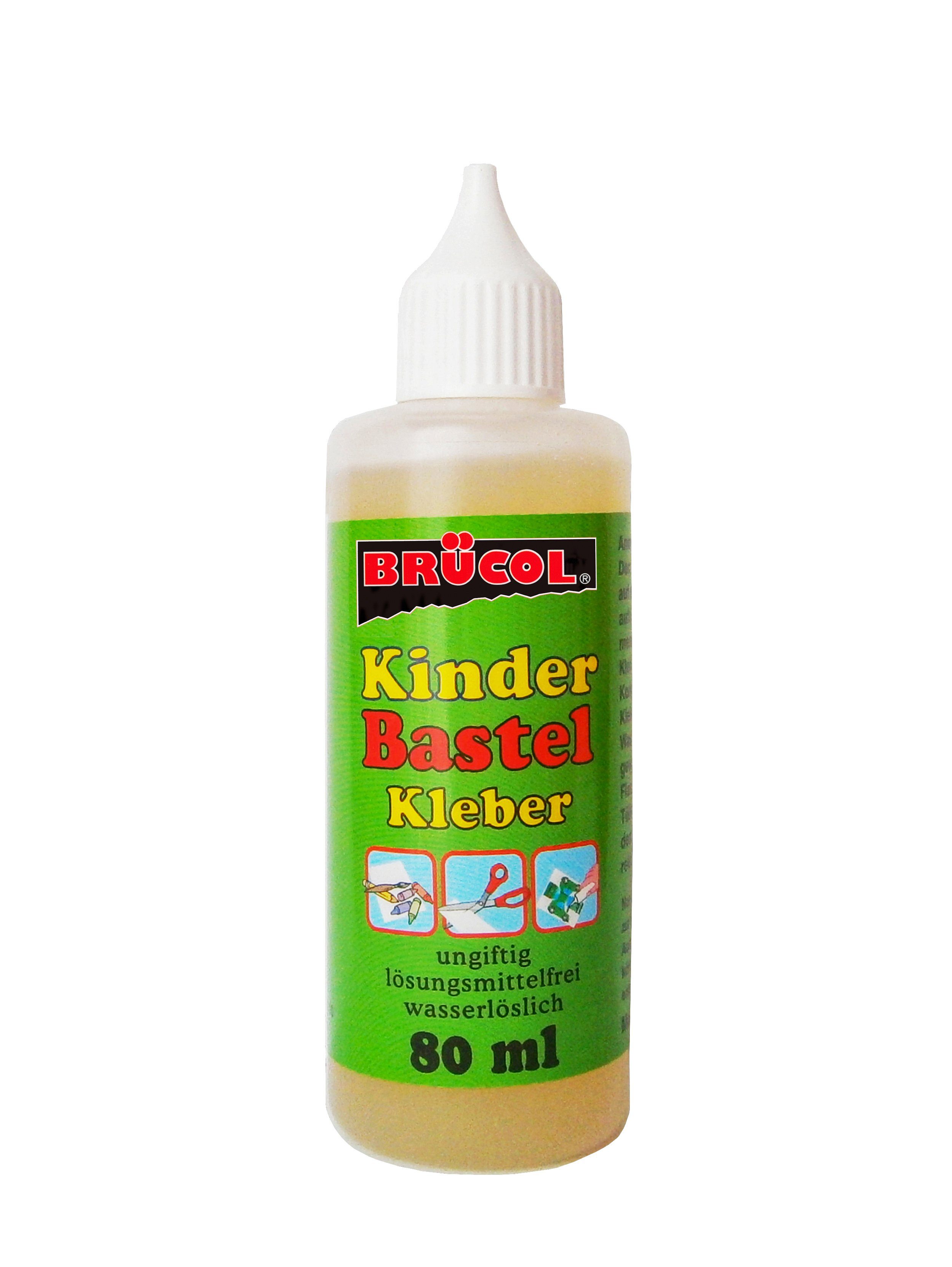 BRÜCOL Bastelkleber KINDER BASTEL KLEBER 80ml ungiftig Bastelkleber Klebstoff, universal Papie
