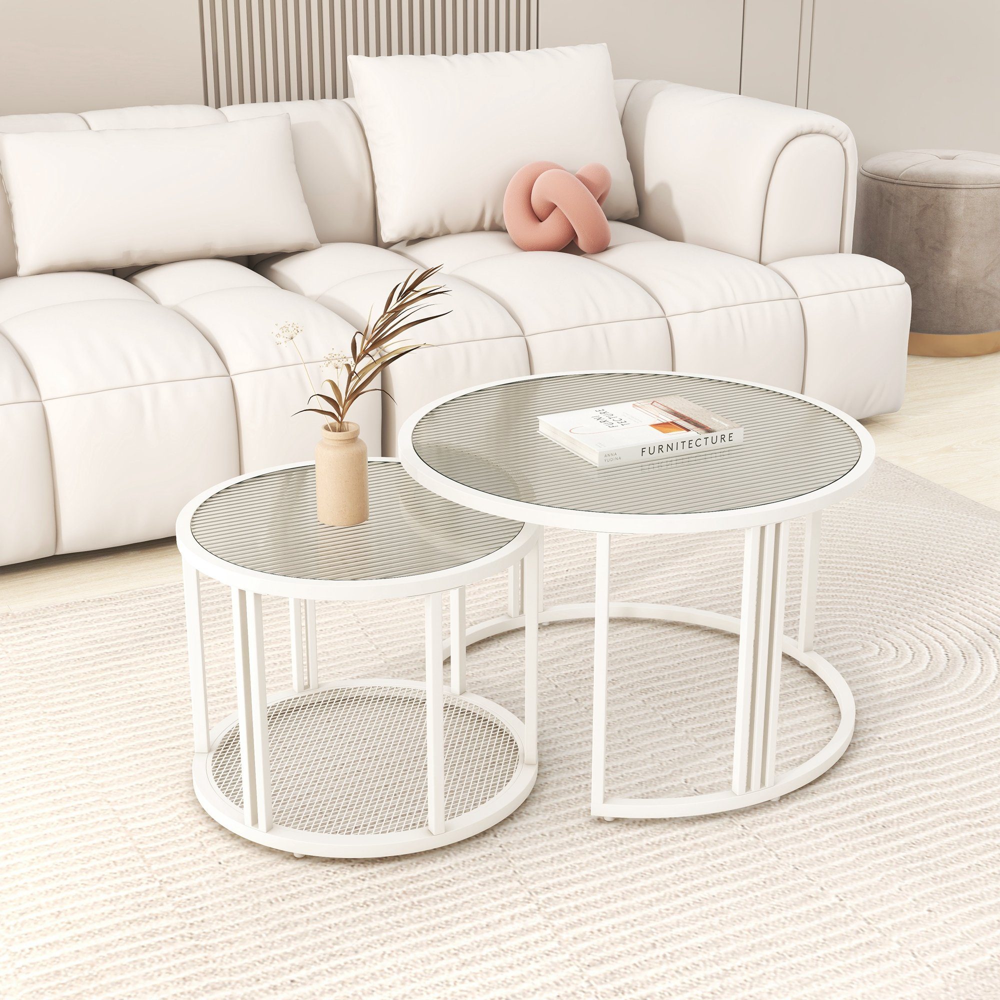 Merax Couchtisch 2 St 2er Set Mit Glastischplatte Satztisch Mit