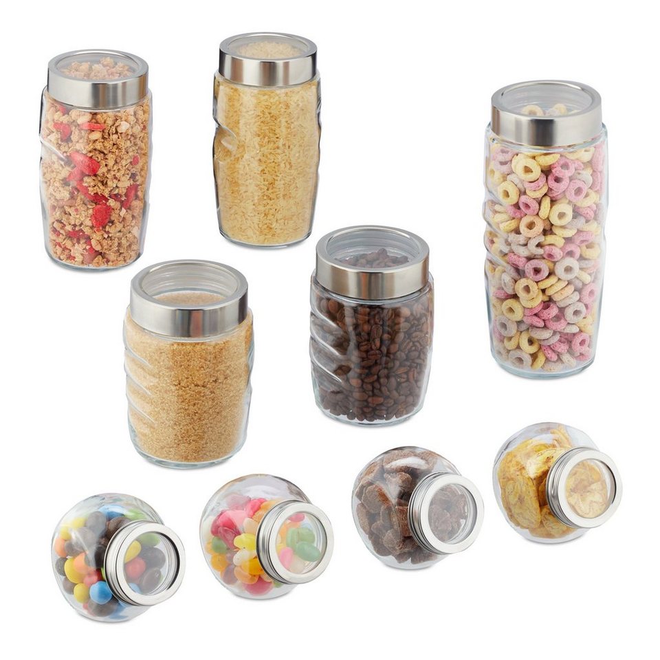 Relaxdays Vorratsglas Vorratsgläser 9er Set 4 Größen Glas Online