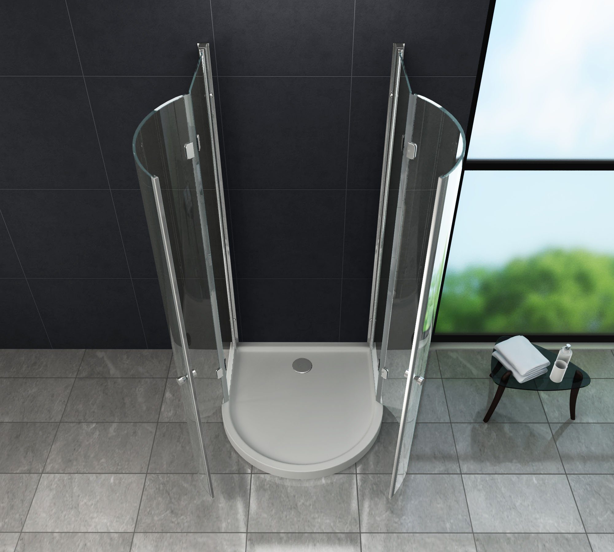 Home Systeme Runddusche CESAR faltbare U Form Duschkabine Dusche ...